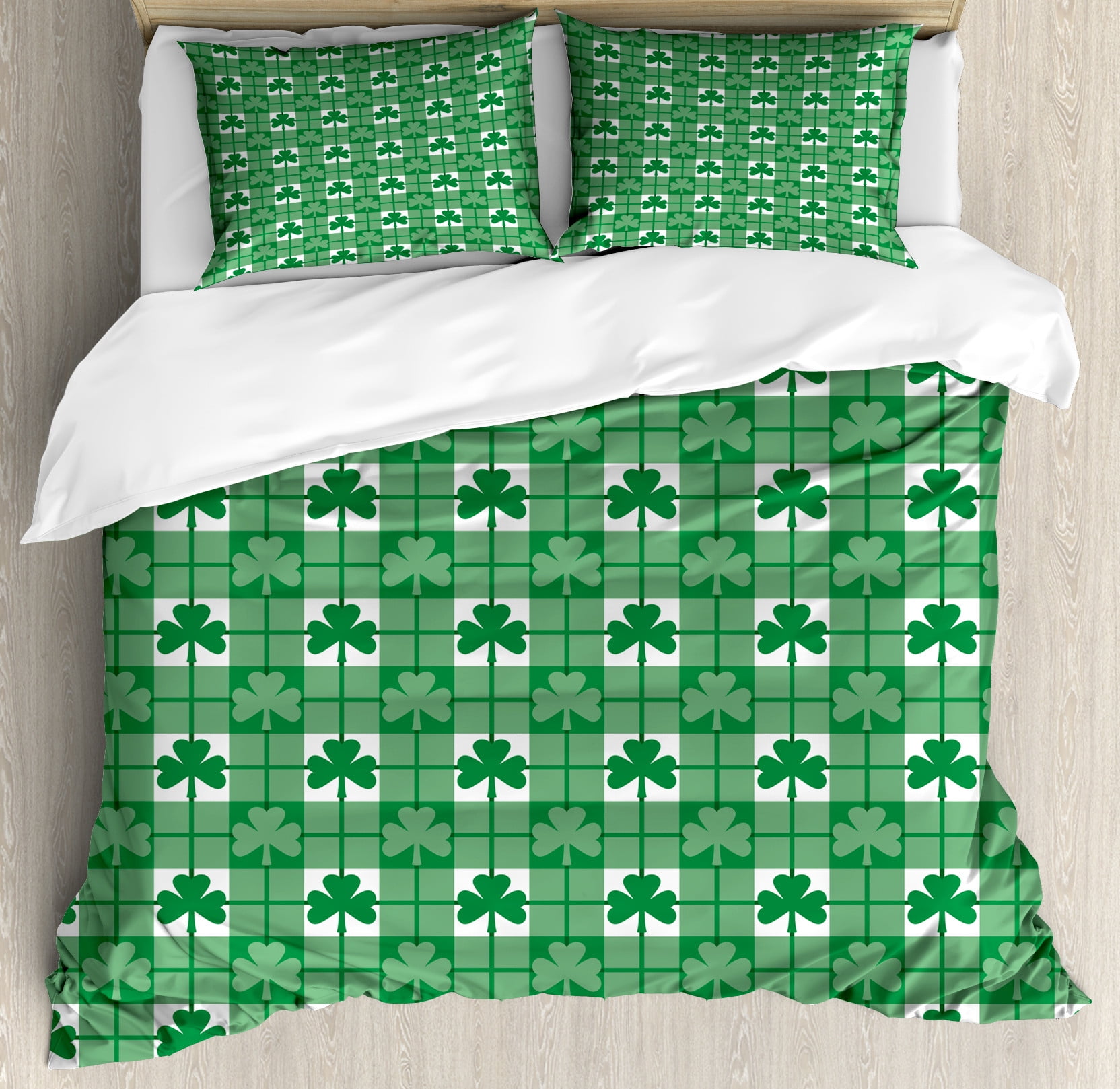 Shamrock Duvet Cover Set, Plaid Tartan Style Continuous Traditional ...