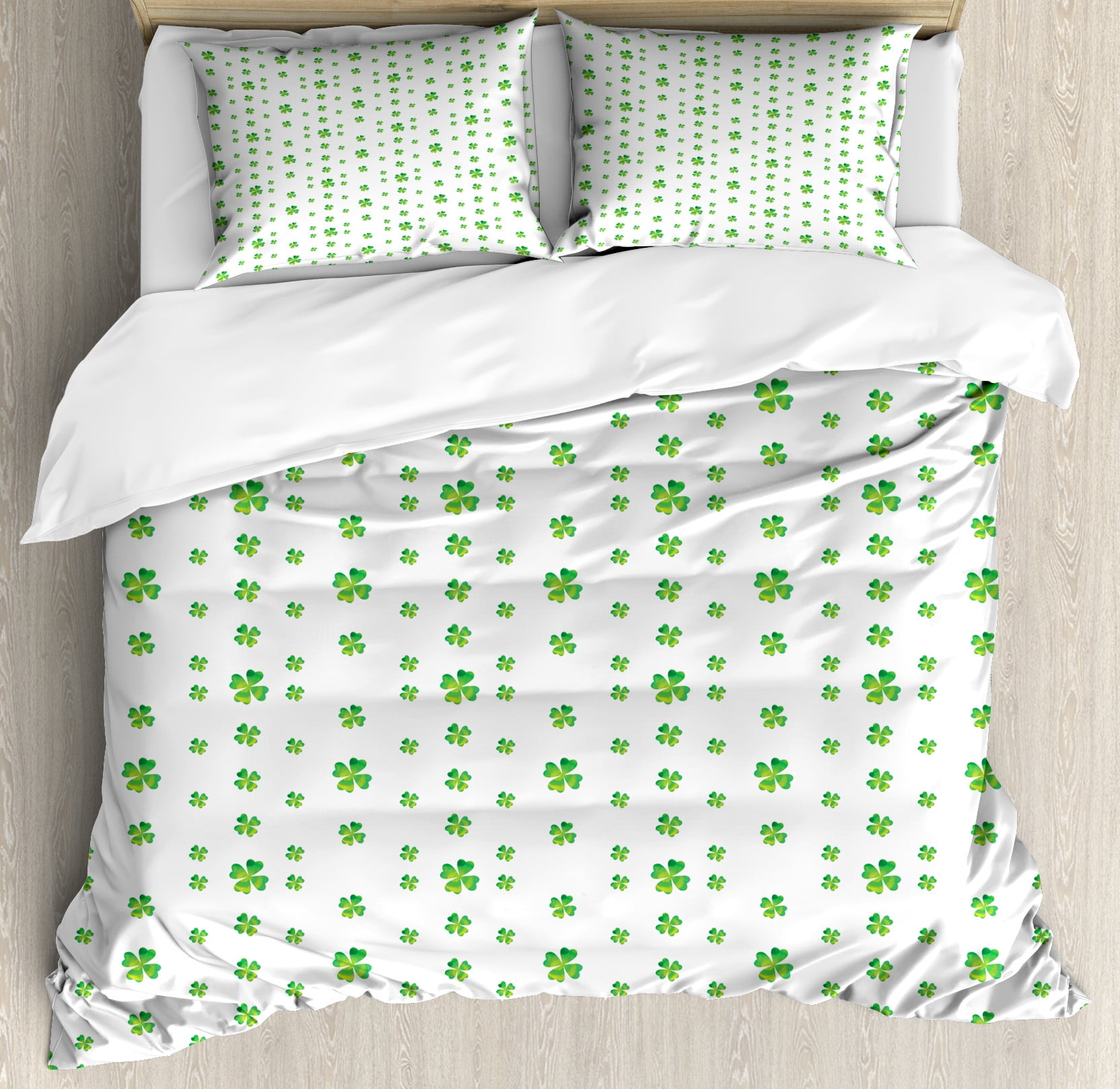 Shamrock Duvet Cover Set, Saint Patrick Day Theme with Clover Leaf ...