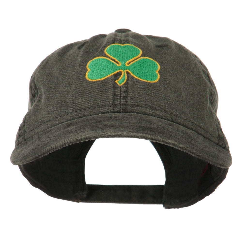 Shamrock Embroidered Washed Cap - Black OSFM - Walmart.com