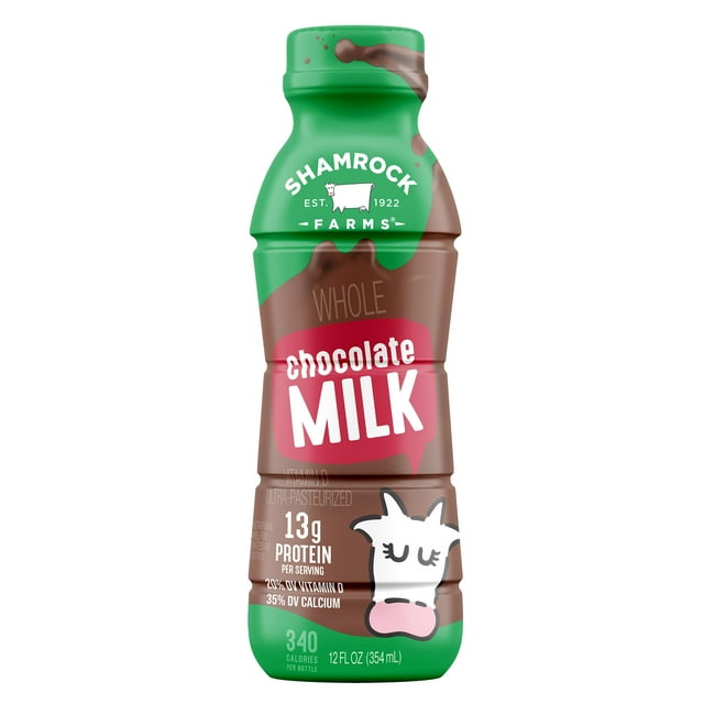 Shamrock Farms Whole, Chocolate Milk, 12oz Bottle - Walmart.com