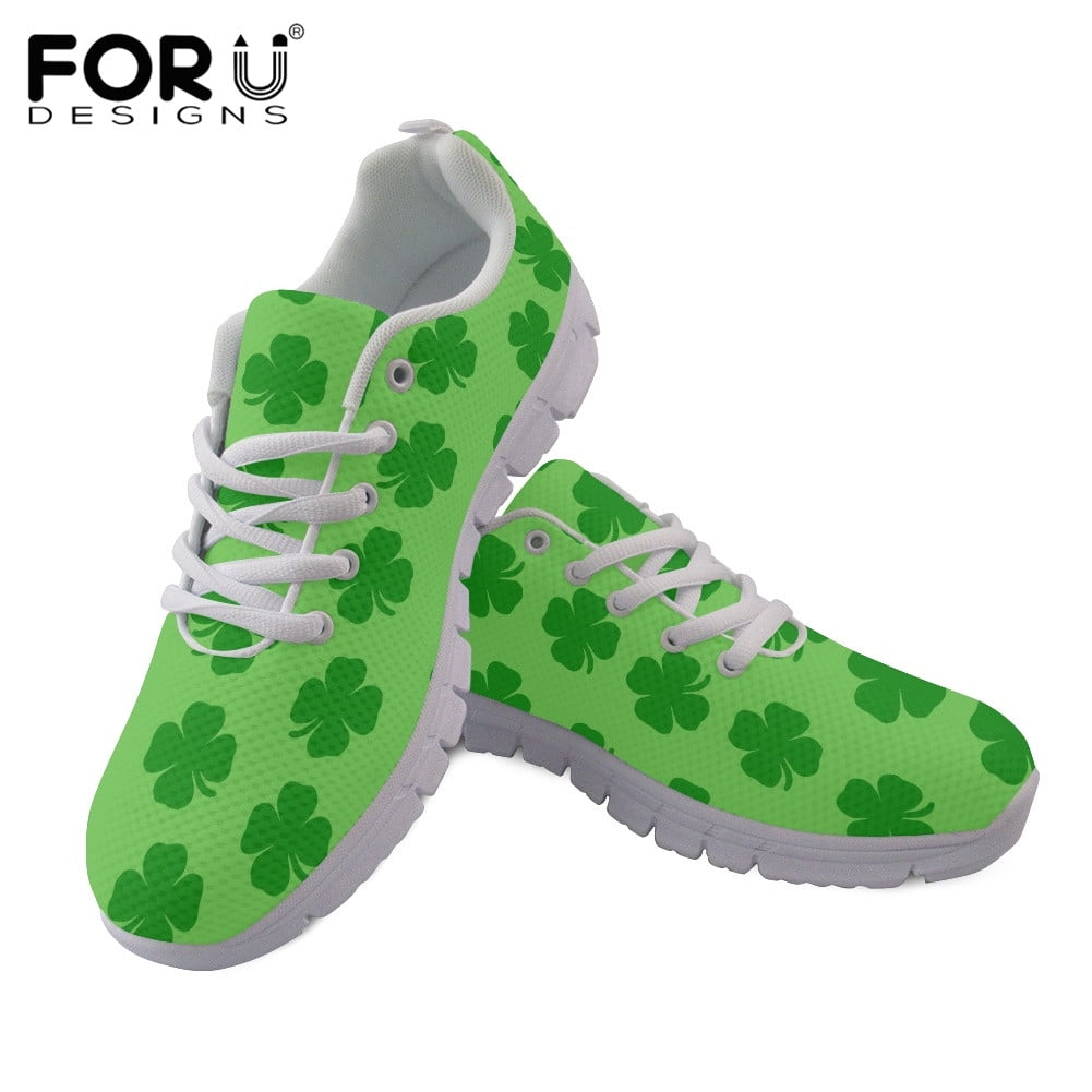 Shamrock Green Clover Pattern Flats Spring Women Shoes Fashion Ladies ...