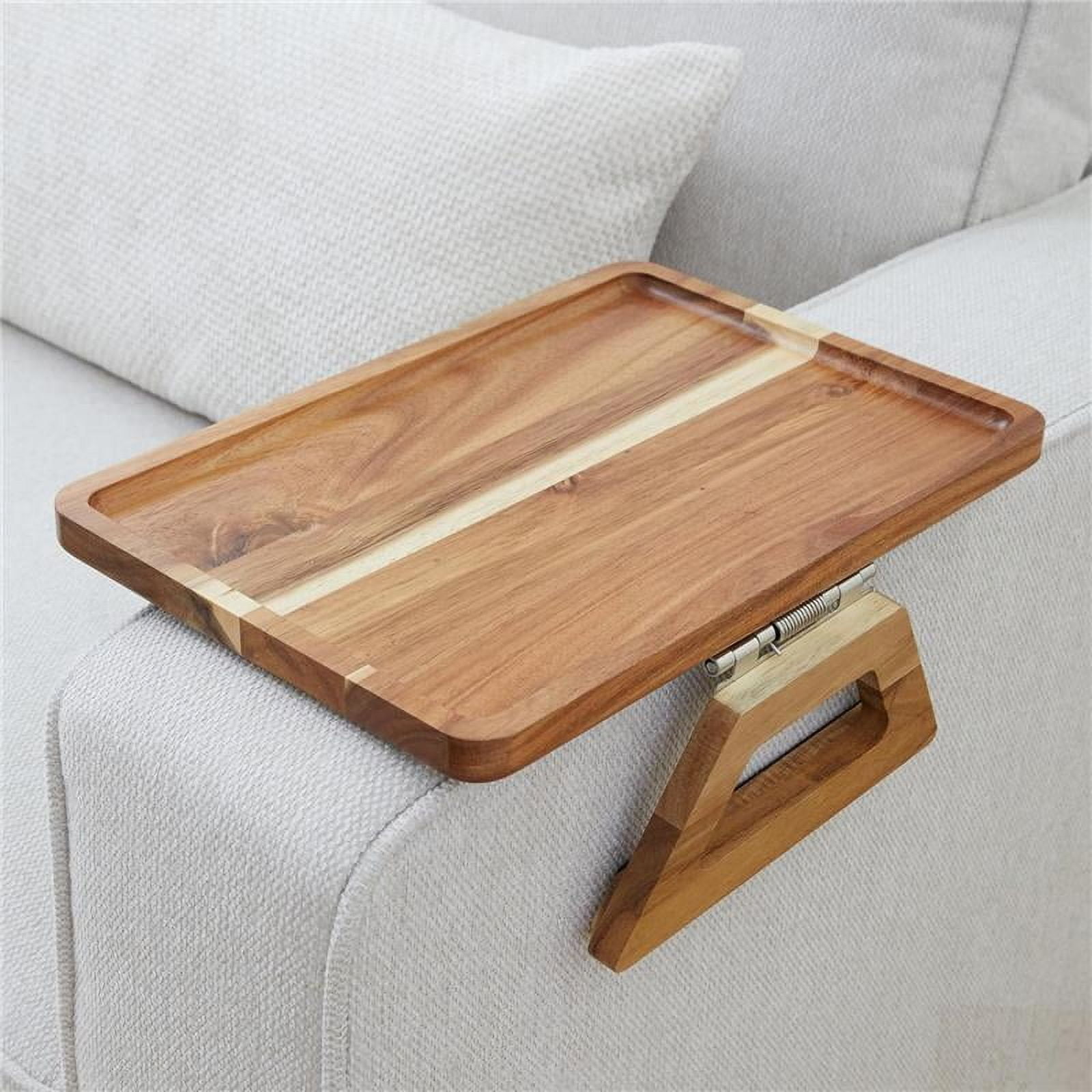 Shamrock Home Bamboo Trayble Couch Arm Table, Clip On Tray Sofa Table ...