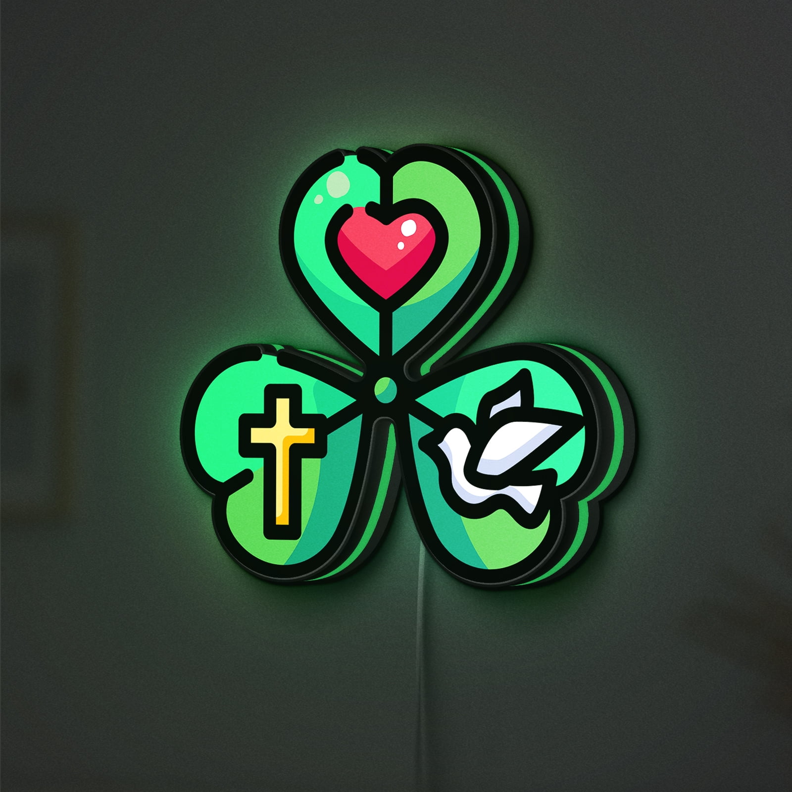 Shamrock LED Lightbox - Irish Botanical Good Luck Decor, Custom Led ...