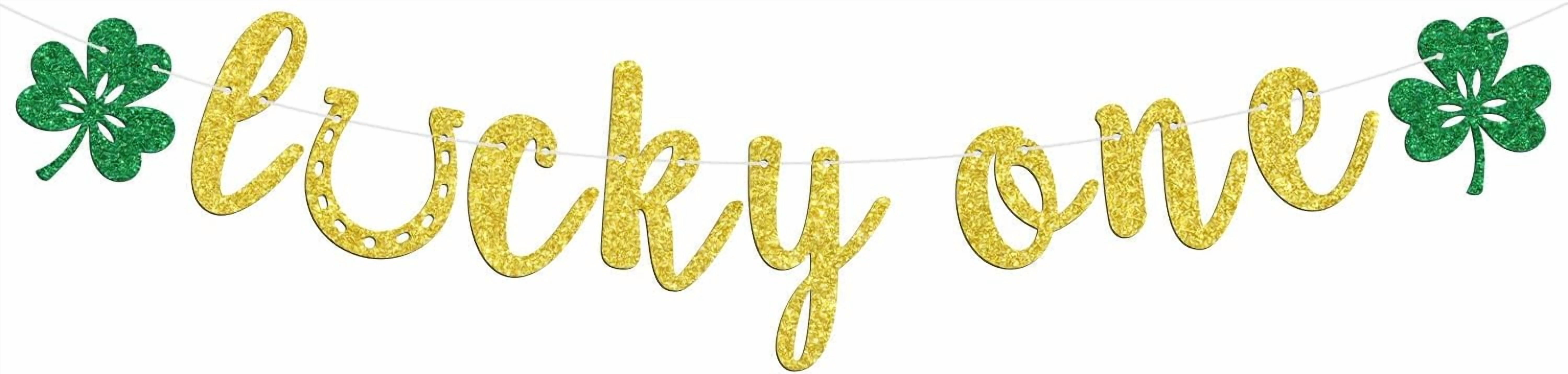 Shamrock Lucky One Banner, Clover Four Leaf 1st Birthday Banner for ...