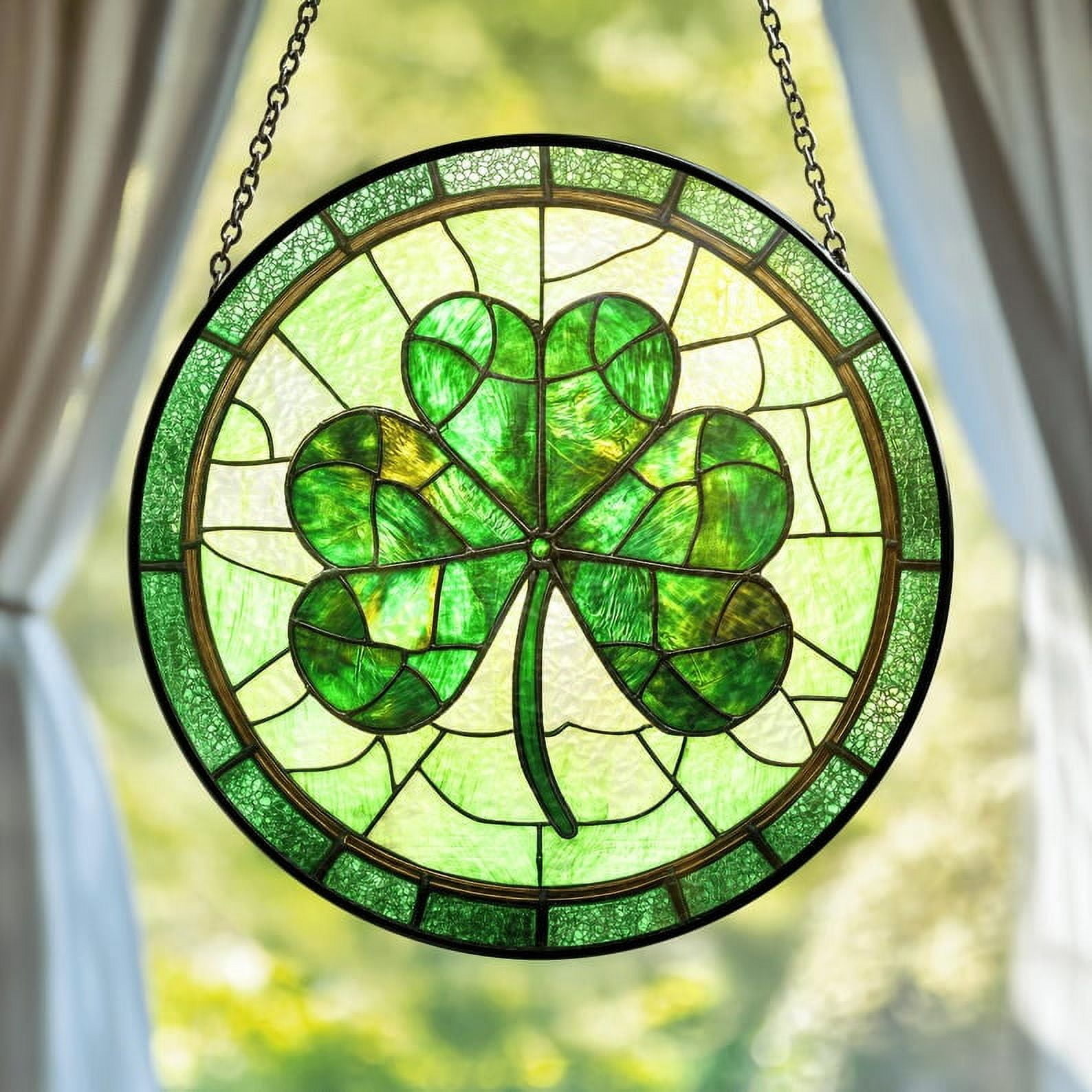 Shamrock Stained Glass Suncatcher, Shamrock Suncatcher, Shamrock Glass ...