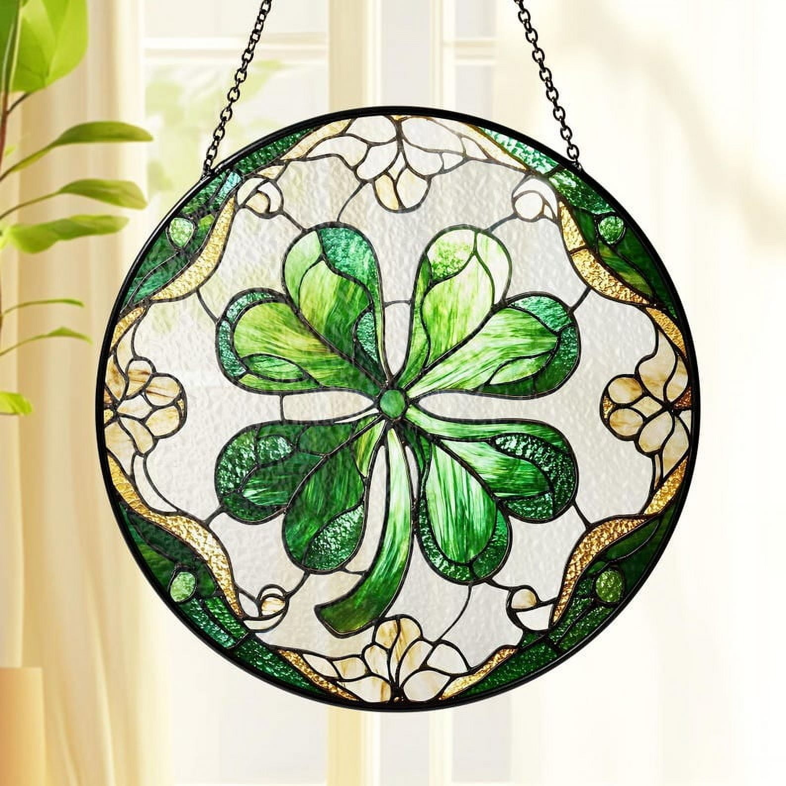 Shamrock Stained Glass Suncatcher, Shamrock Window Hangings,Irish Decor,St. Patrick's Day ...