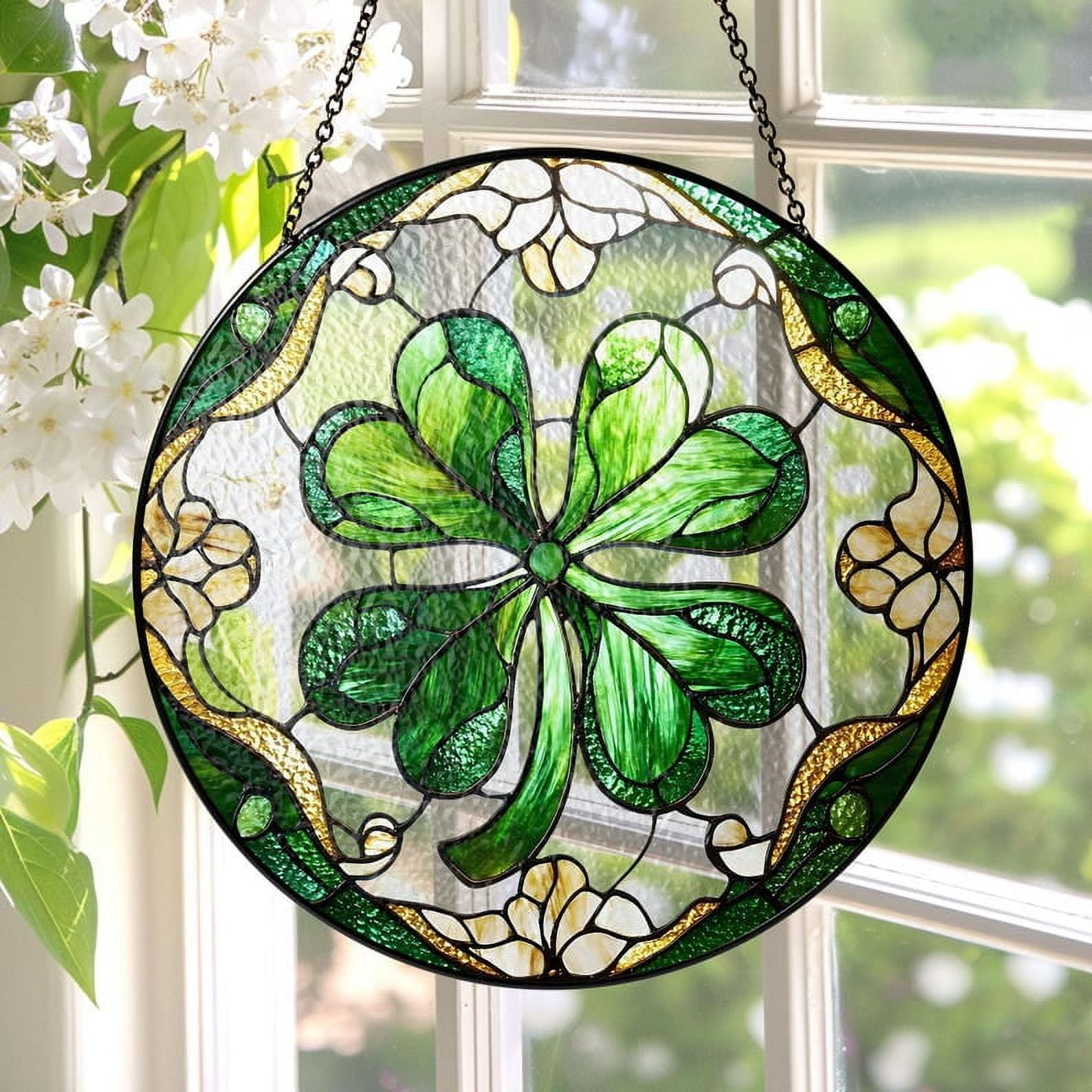 Shamrock Stained Glass Suncatcher, Shamrock Window Hangings,Irish Decor ...