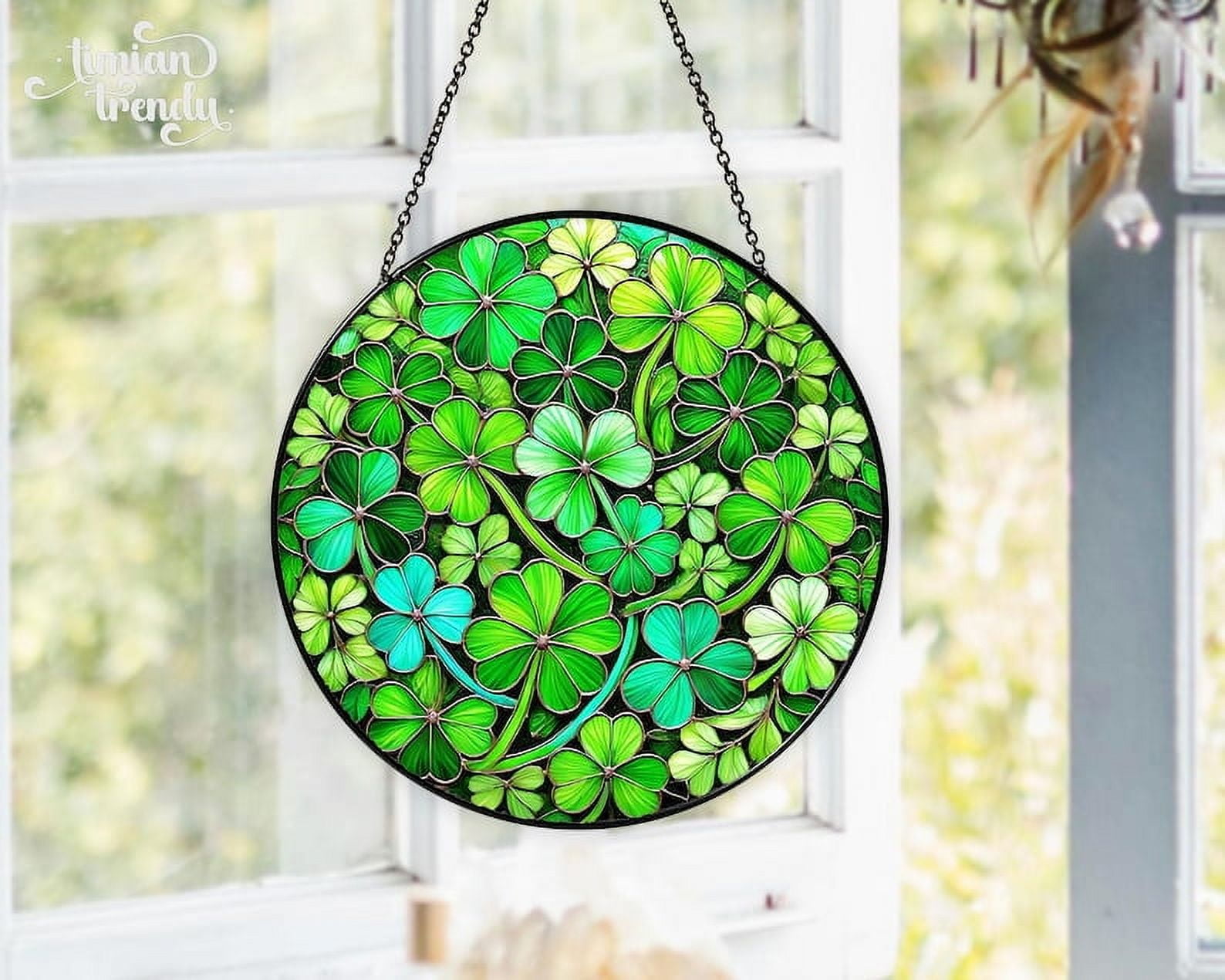 Shamrock Stained Glass Suncatcher, St. Patrick's Day Stained Glass, St ...