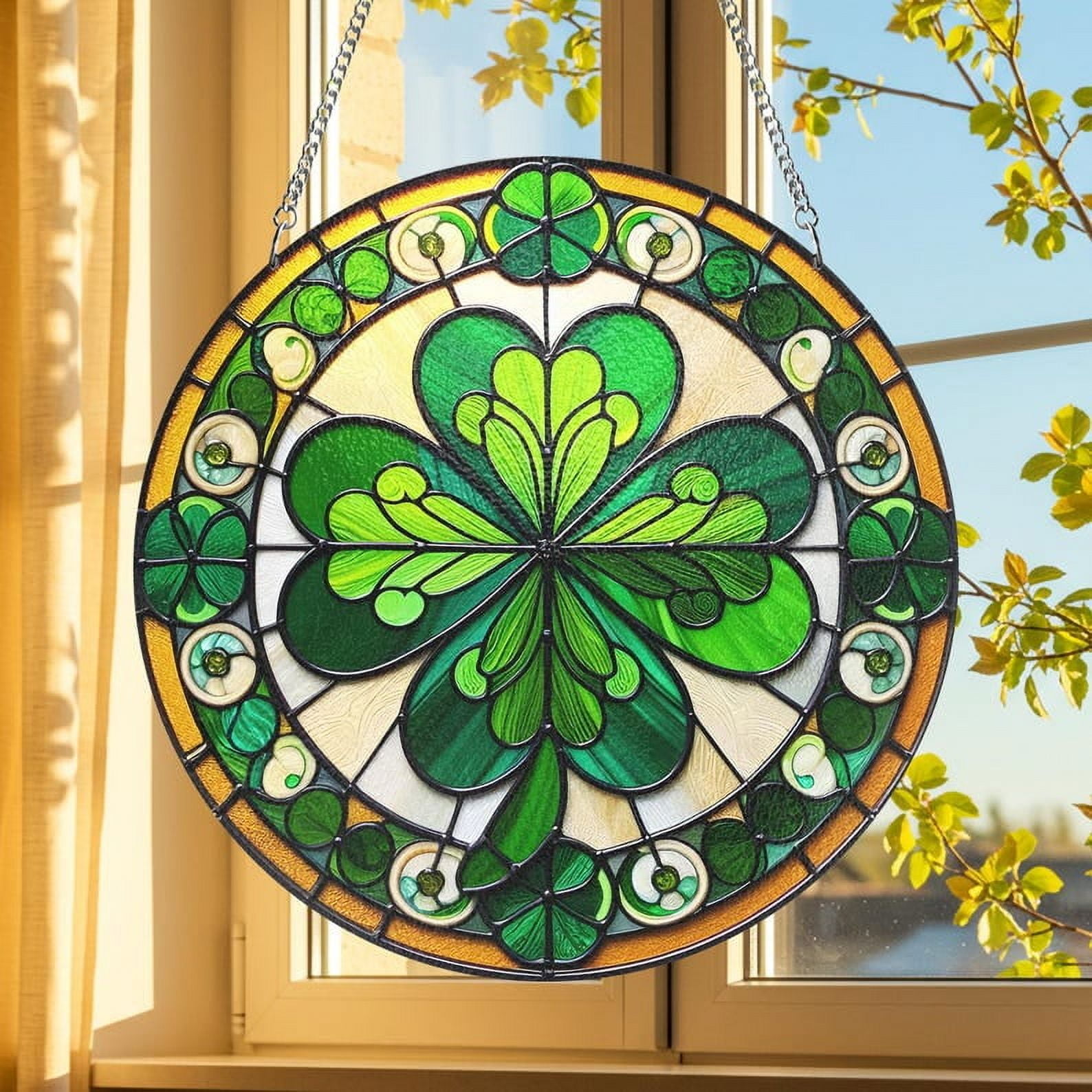 Shamrock Stained Stained Glass Suncatcher, Shamrock Suncatcher ...