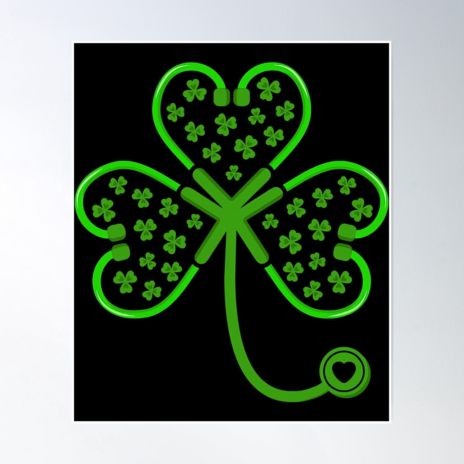 Shamrock Stethoscope Nurse St Patricks Day Poster Wall Art, Modern Wall ...