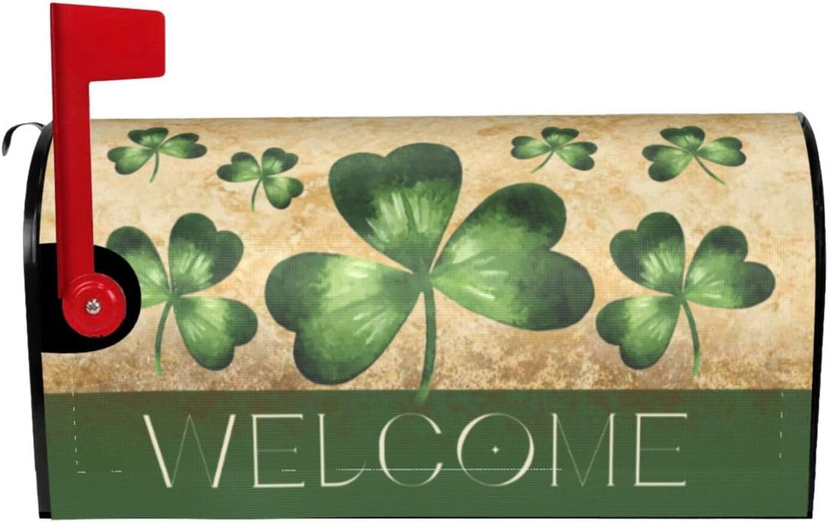 Shamrock Welcome St. Patrick''s Day Mailbox Covers, Green Clover ...