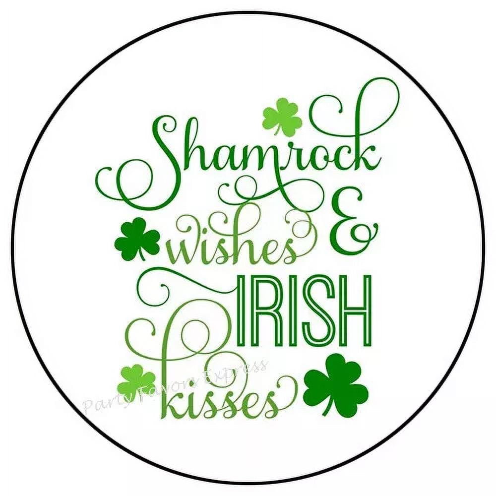 Shamrock Wishes Irish Kisses Sticker Party Favor Envelope Seals Labels ...