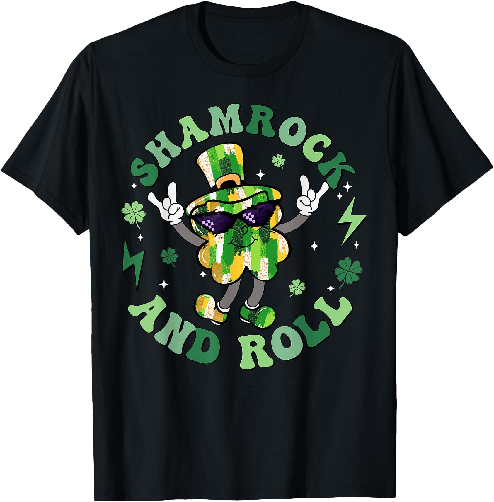 Shamrock and Roll 2025 Clover Rock Lover Men’s Tee Lucky Shirt, Here ...