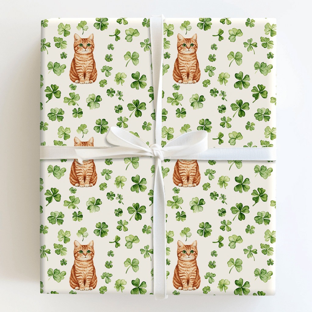 Shamrocks with the Scottish Fold - Christmas Wrapping Paper Roll - Gift ...