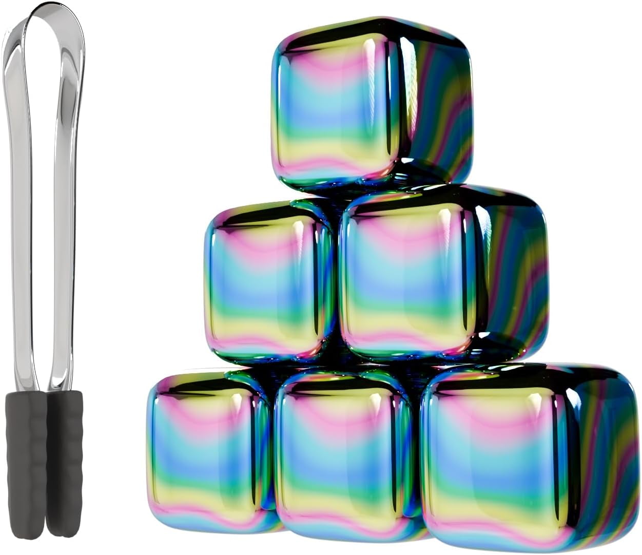 ShanSon Wine Chillers Metal Ice Cube 6 PCS Stainless Steel Whiskey ...