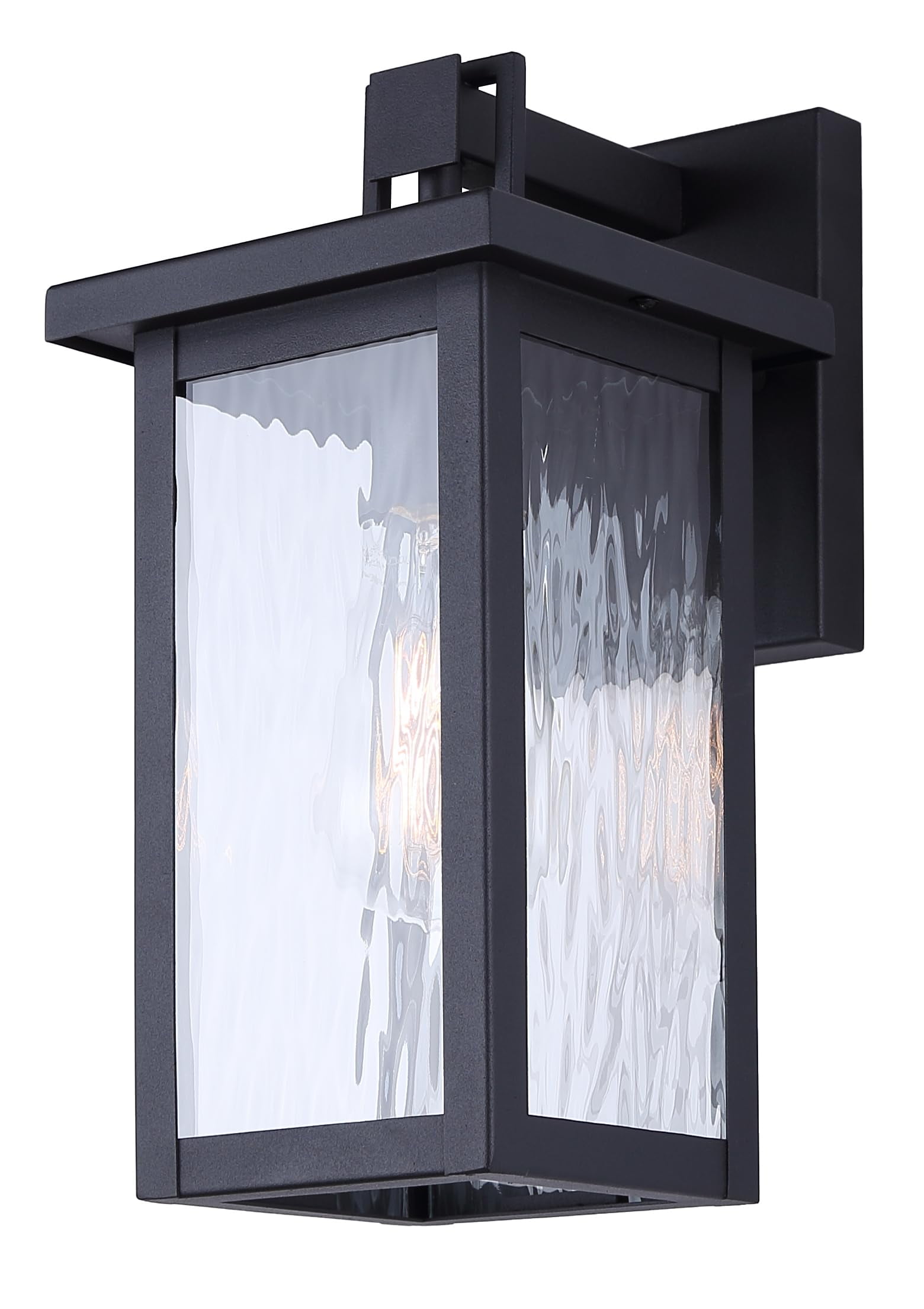 Shana 1-Light Outdoor Wall Lantern, Black Finish, Clear Watermark Glass ...