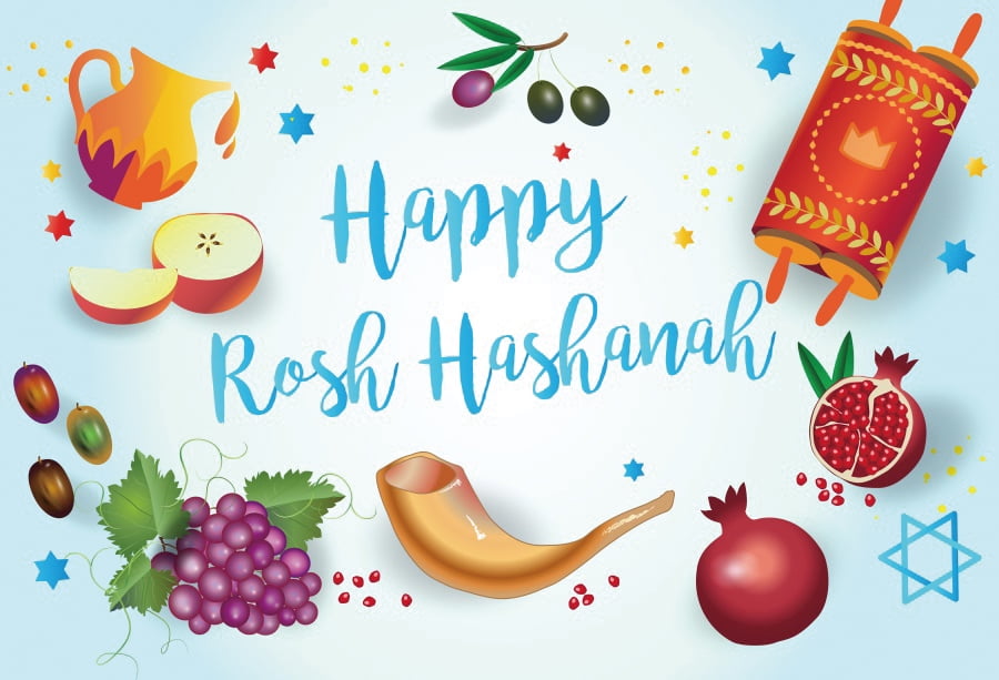 Shana Tova Happy Rosh Hashanah Backdrop Delicious Food Jewish New Year ...