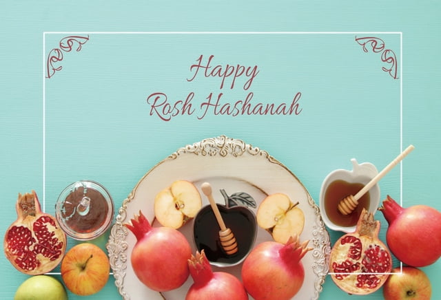 Shana Tova Happy Rosh Hashanah Backdrop Delicious Food Jewish New Year ...