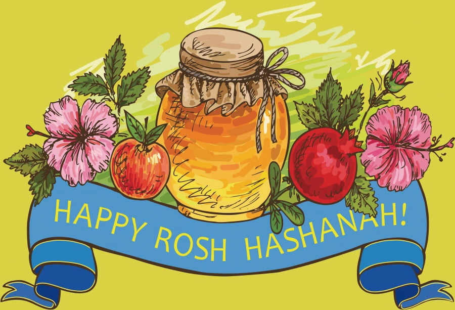 Shana Tova Happy Rosh Hashanah Backdrop Delicious Food Jewish New Year ...