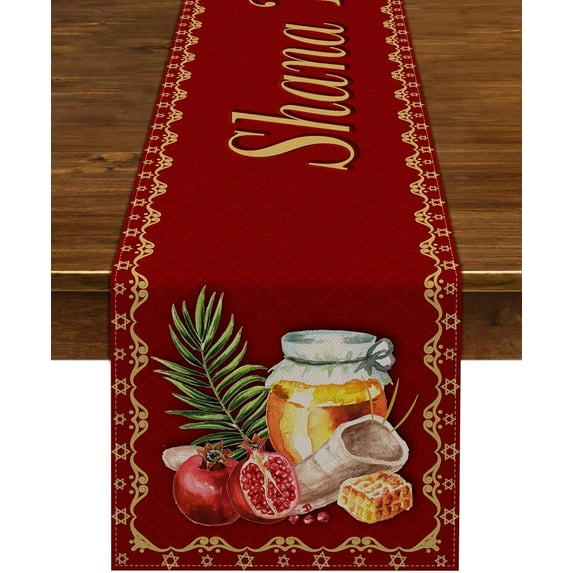 Shana Tova Table Linen Runner Jewish Holiday r Reusable Rosh Hashanah ...