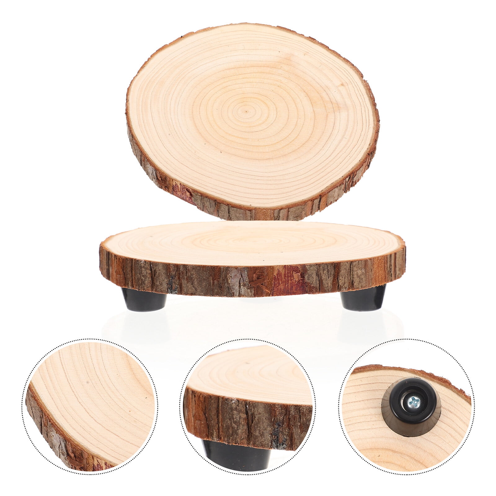 Shangfeng 2Pcs Wooden Plant Stand, Round Decorative Flower Shelf Plant ...