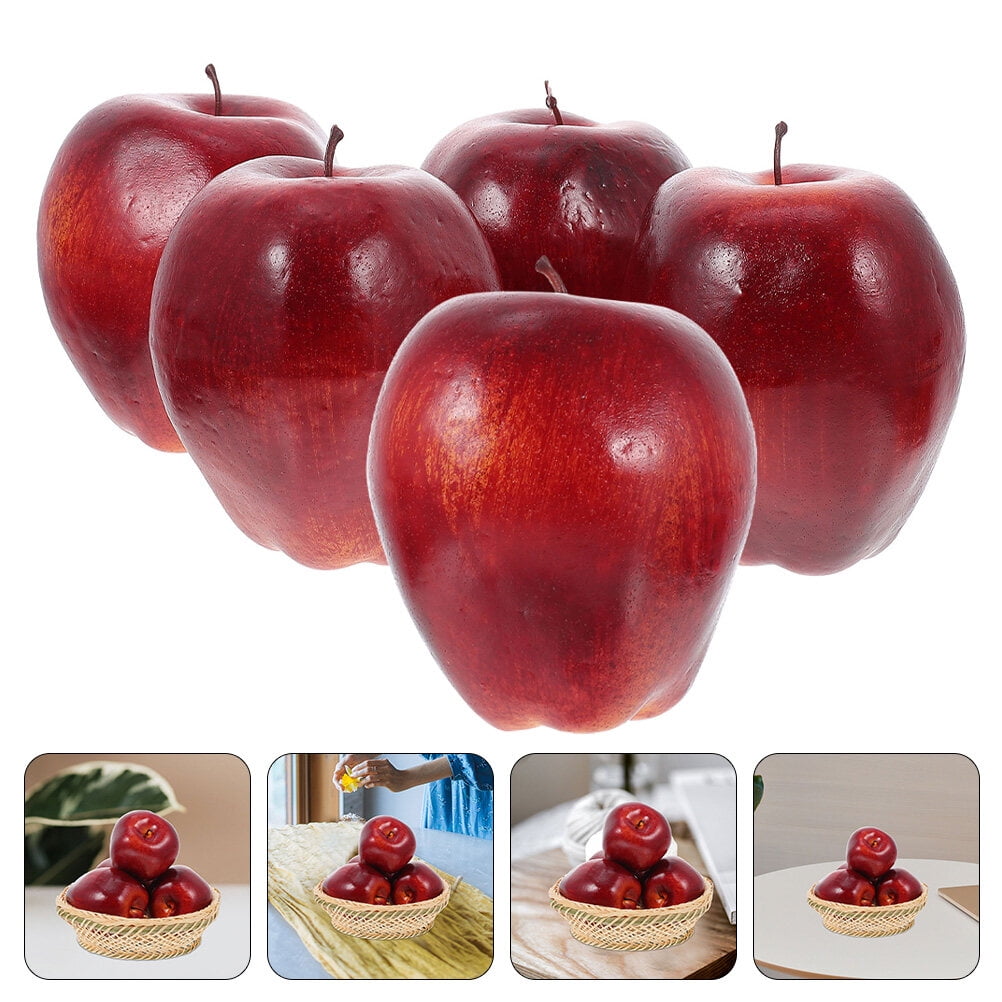 Shangfeng Simulation Apples Fruits,5pcs Artificial Red Delicious Apples ...