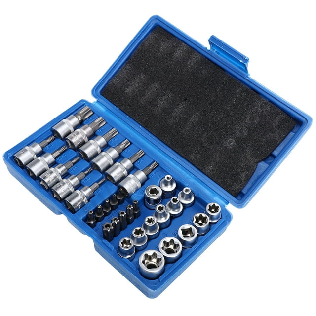 Shangfeng Star Socket,34pcs Male Female Torx Star Bit Socket E-Socket Set Handheld Tool Steel ...