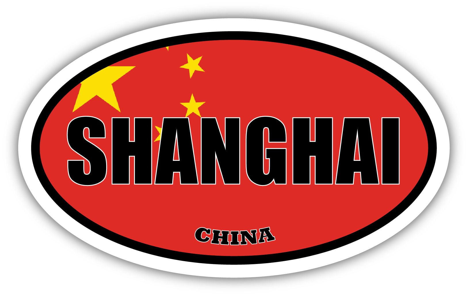 Shanghai China Flag Oval Decal Vinyl Bumper Sticker 3x5 inches ...