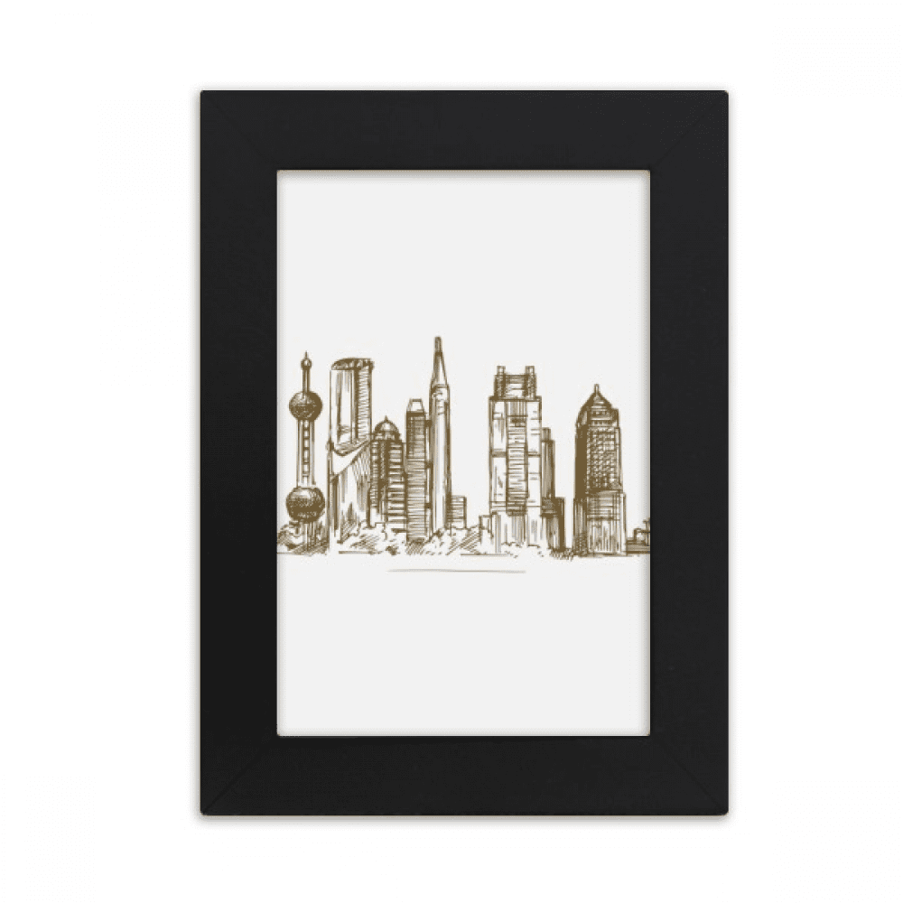 Shanghai China Landmark Sketch Desktop Photo Frame Picture Display Art ...