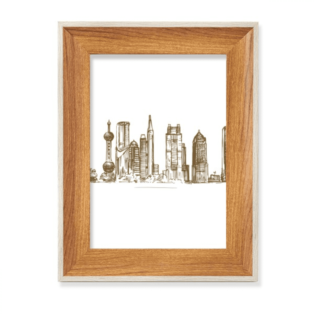 Shanghai China Landmark Sketch Desktop Wooden Photo Frame Display ...