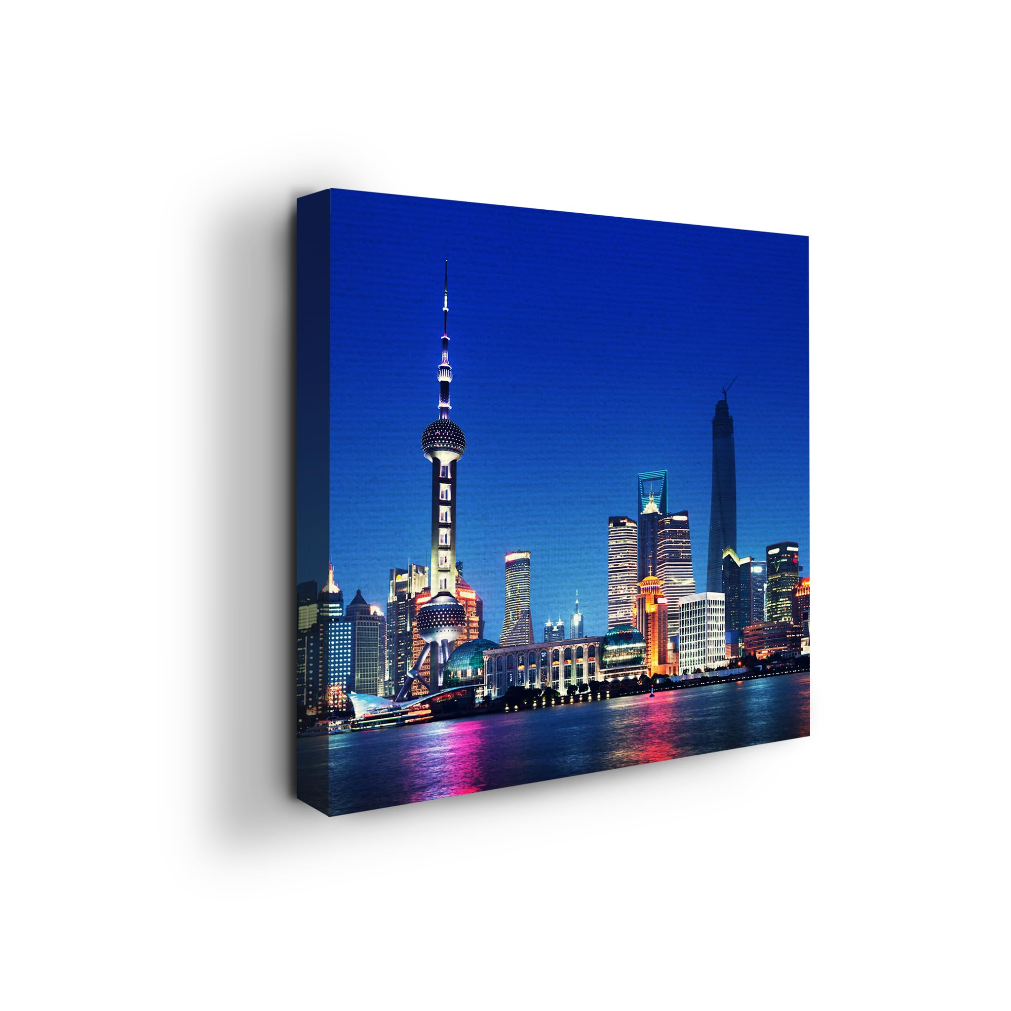 Shanghai City Canvas Wall Art by Mavis Print- 14x14 inches City Wall ...