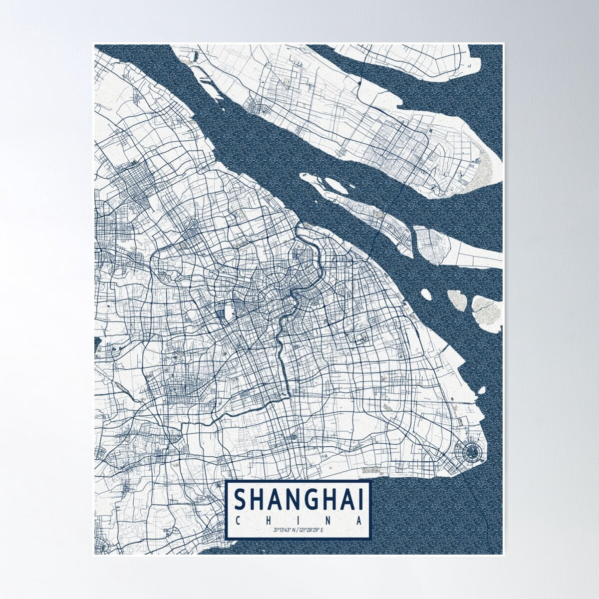 Shanghai City Map Of China - Coastal Poster Wall Art, Modern Wall Decor ...