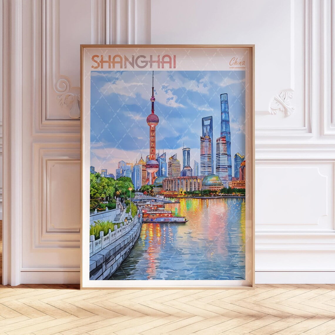 Shanghai Watercolor Poster - Shanghai Wall Art - China Travel Poster ...