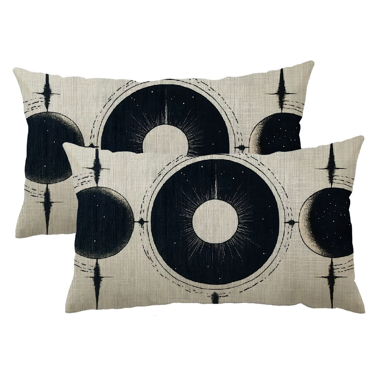 Shangniulu 12x20 Inch Set of 2 Moon Phases Pillow Cover, Lumbar Pillow ...