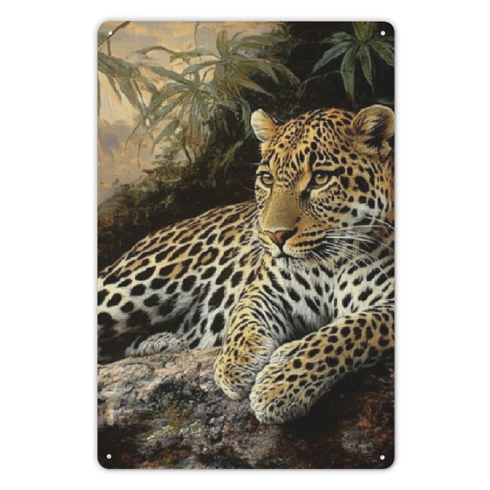 Shangniulu 12x8 Inch Retro Farmhouse Style Leopard Tin Sign, Used to ...