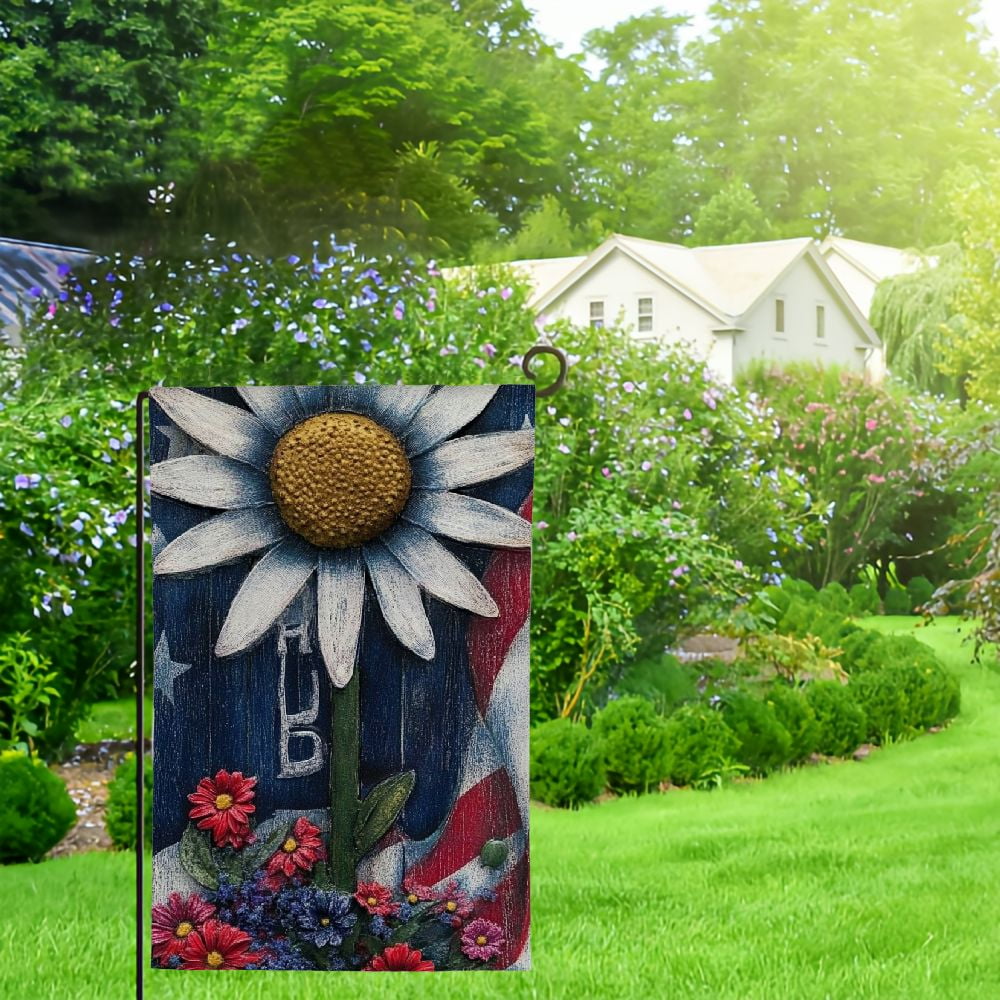 Shangniulu 4th of July Garden Flag , Patriotic Daisy Memorial Day ...