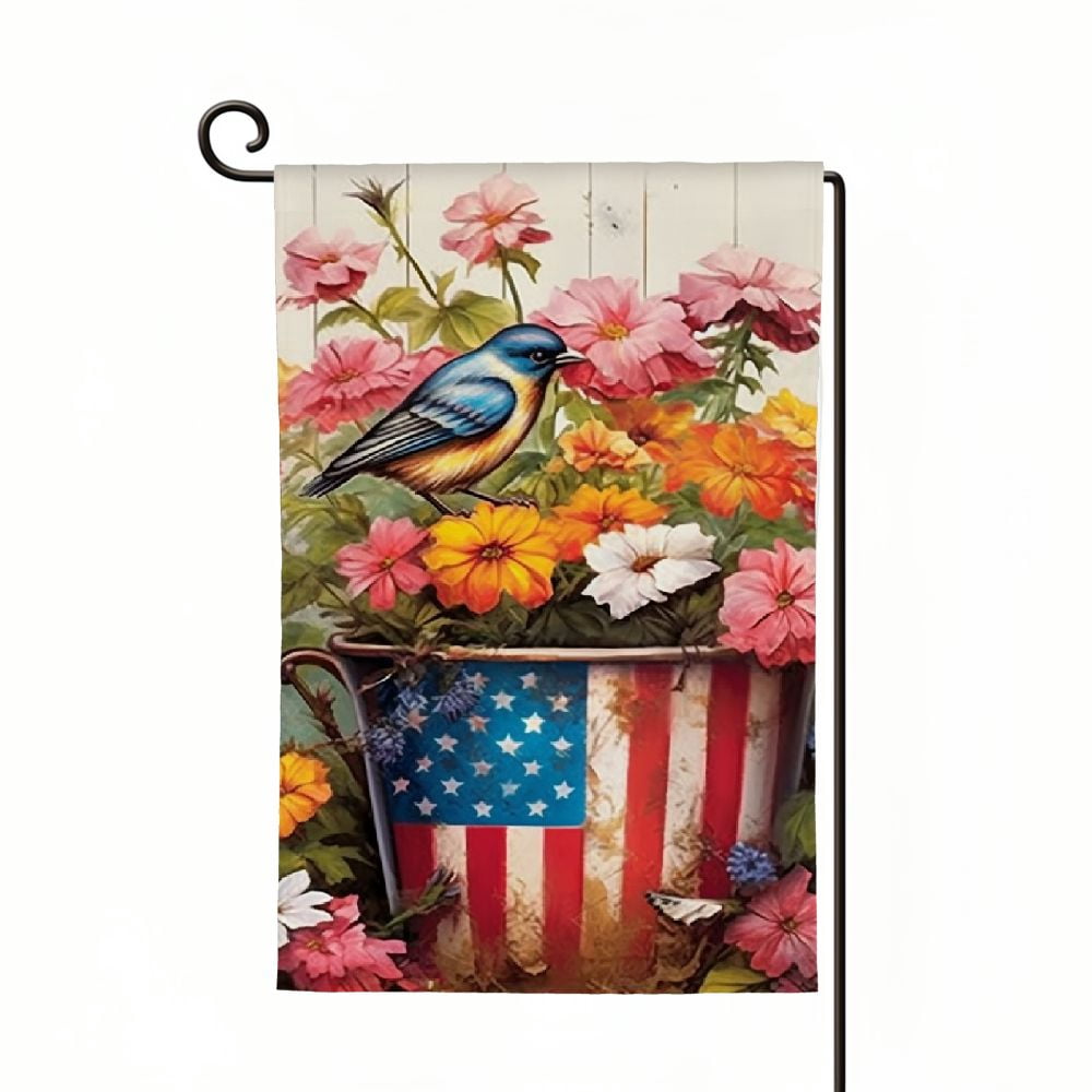 Shangniulu America Patriotic Floral Daisy Double Sided Spring Bird ...