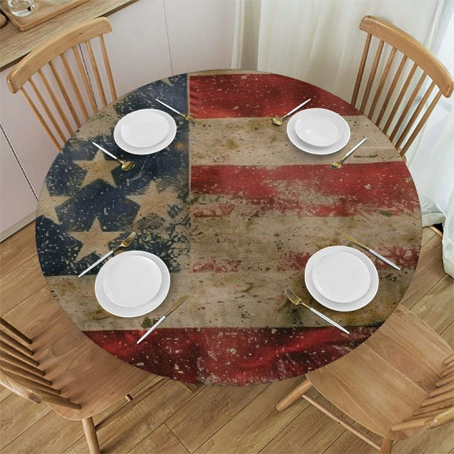 Shangniulu American Flag Round Tablecloth Vintage Patriotic USA Flag ...