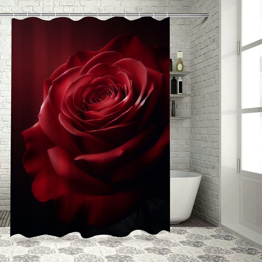 Shangniulu Art Red Roses Bathroom Set With Shower Curtain And Rugs