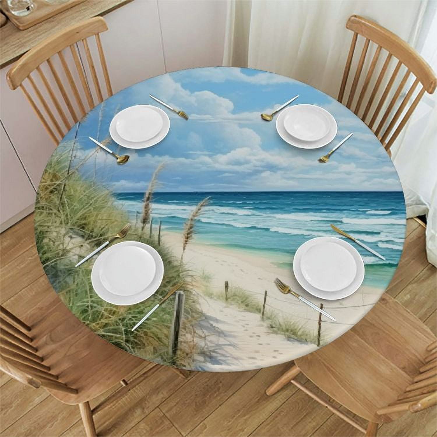 Shangniulu Beach Elastic Edged Polyester Fitted Tablecolth -Clear Sky ...