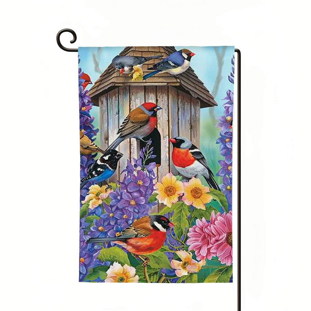 Shangniulu Birds and Lilacs Spring Garden Flag Birdhouse Floral ...