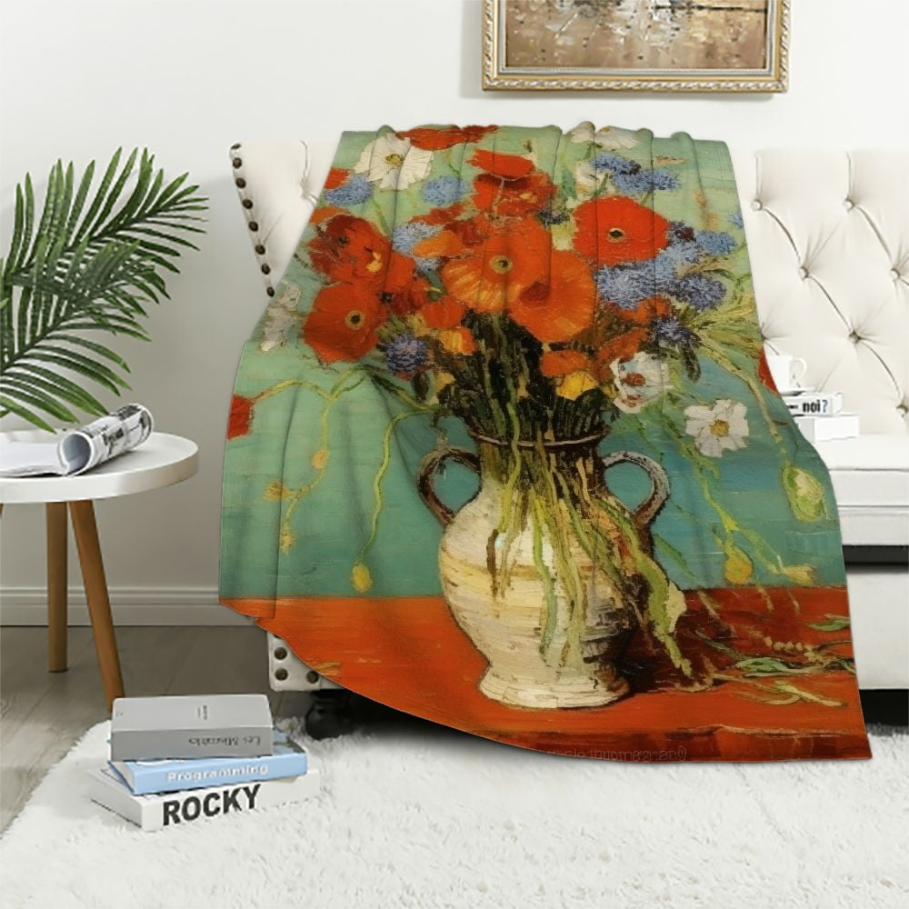 Shangniulu Blanket Red Poppies and Daisies by Vincent Van Gogh Gifts ...