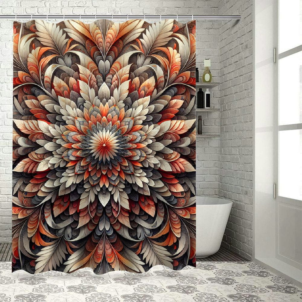 Shangniulu Boho Shower Curtain, Abstract Flowers Tender Colors, Cloth ...