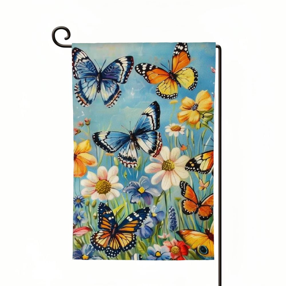 Shangniulu Butterflies Flowers Garden Flag Spring Plants Double Sided ...