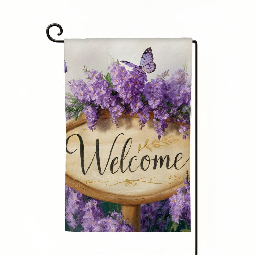 Shangniulu Butterflies and Hydrangeas Spring Garden Flag Welcome Floral ...