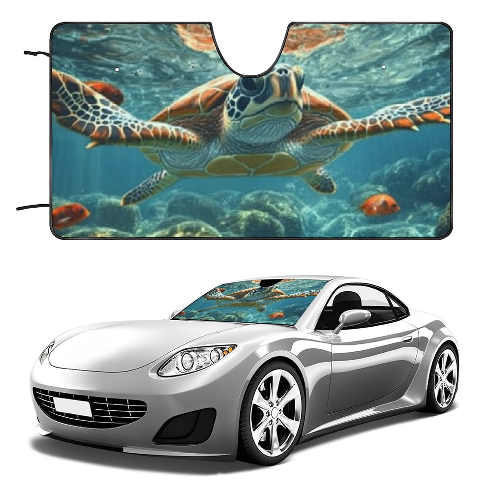 Shangniulu Car Windshield Sun Shade Ocean Cute Sea Turtle Car Sun Shade ...