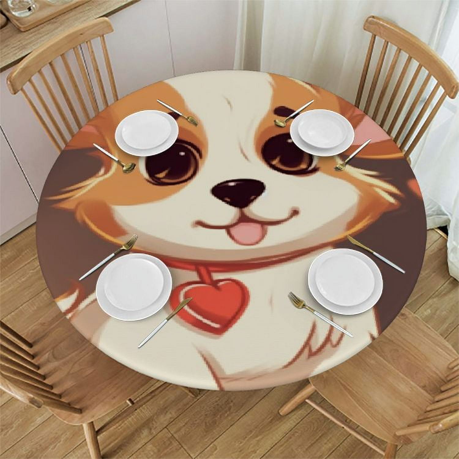 Shangniulu Cartoon Cute Corgi Dog Butt Round Fitted Tablecloth with ...
