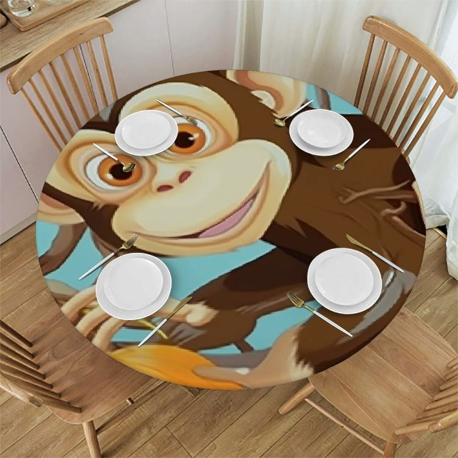 Shangniulu Cartoon Monkey Round Tablecloth Animal Hanging Tree Branch ...