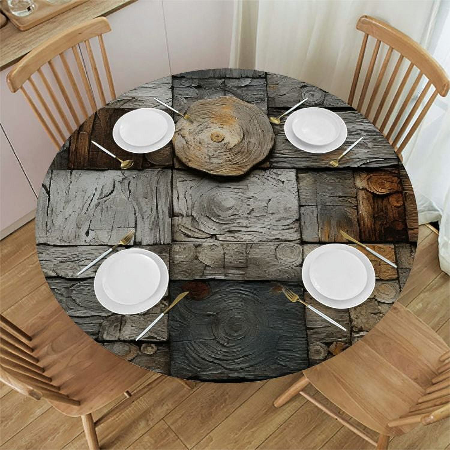 Shangniulu Chocolate Elastic Edged Polyester Fitted Tablecolth -Rough ...