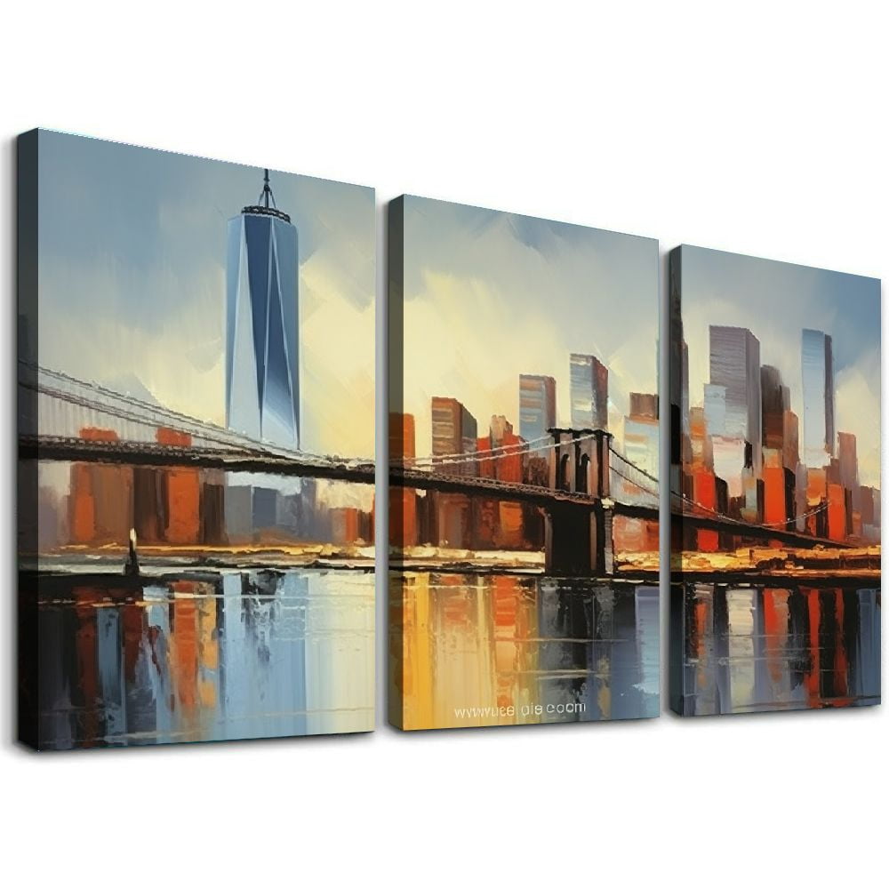 Shangniulu Cityscape Canvas Wall Art Abstract Canvas Painting Modern ...